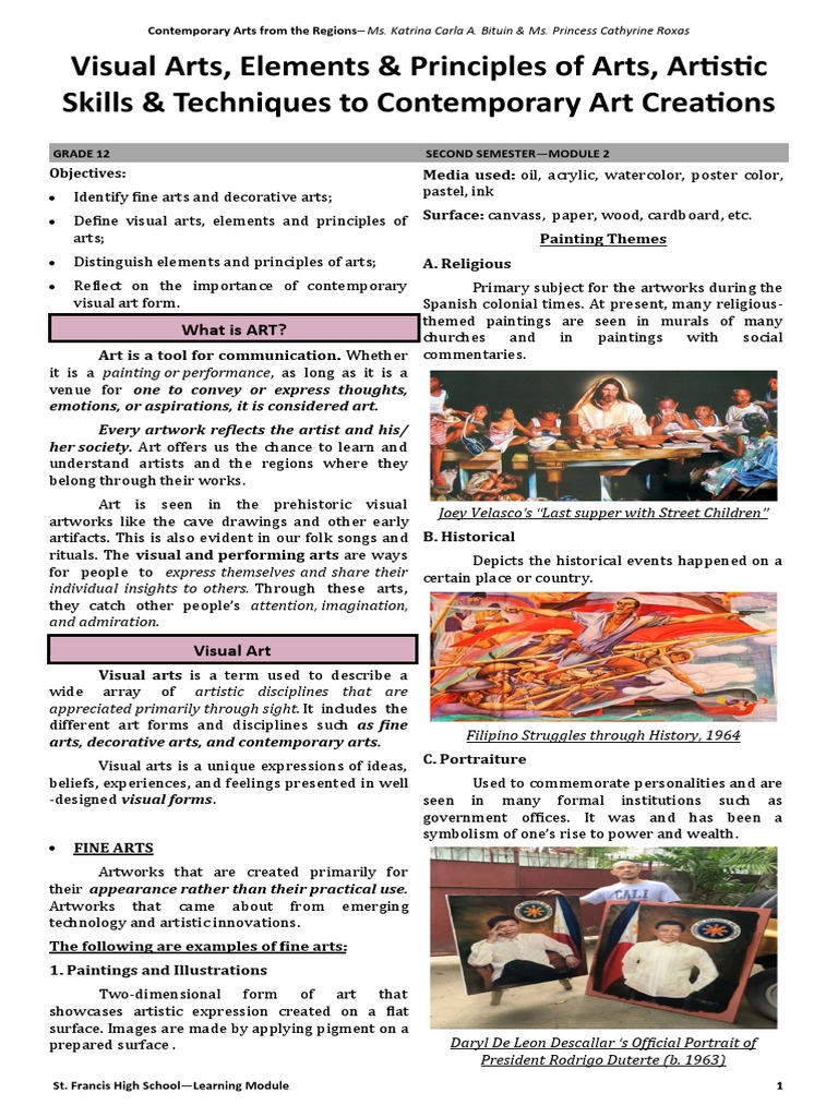 Grade 12 Cpar M2 | PDF | Collage | Paintings