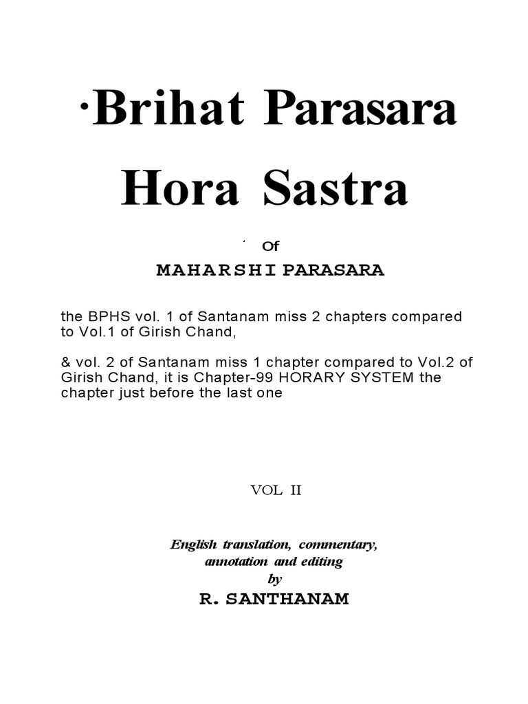Jyotish BPHS Santhanam Vol.2 | PDF | Planets In Astrology | Hindu Astrology