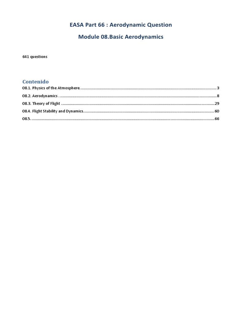 Module 8 Basic Aerodynamics - With Answers | PDF | Troposphere | Humidity