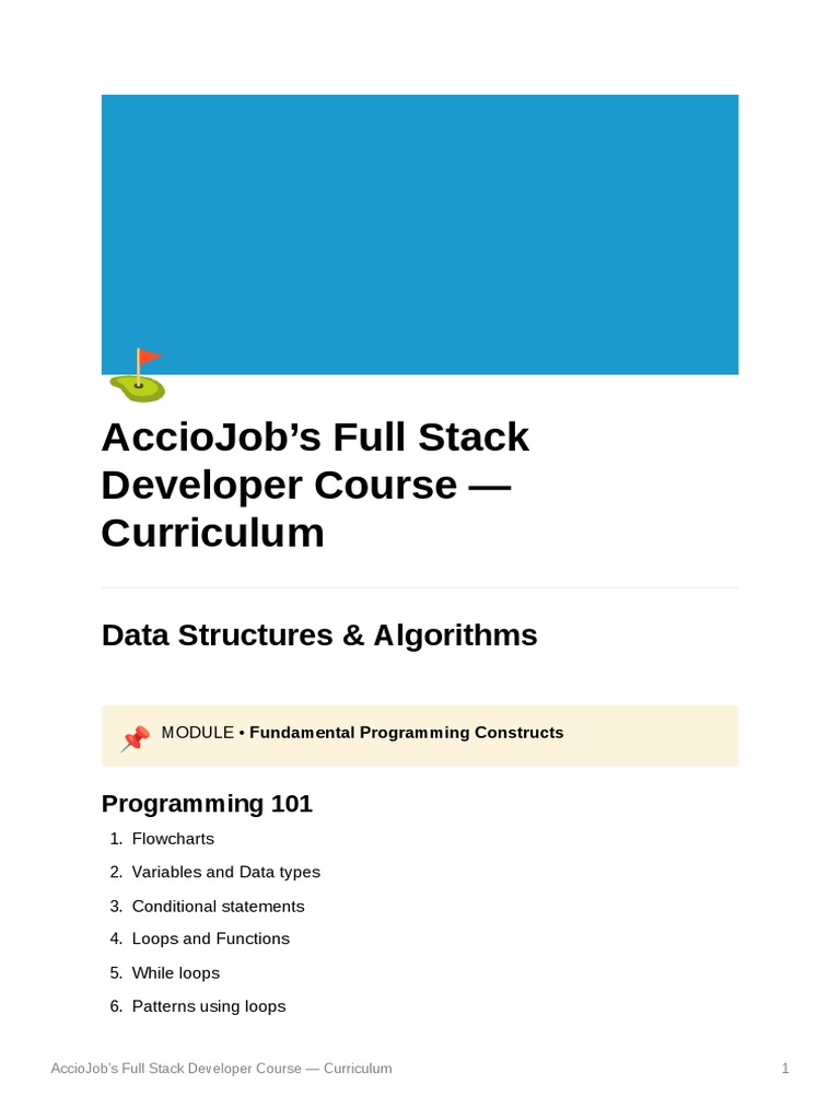 AccioJobs Full Stack Developer Course Curriculum | PDF | Array Data ...
