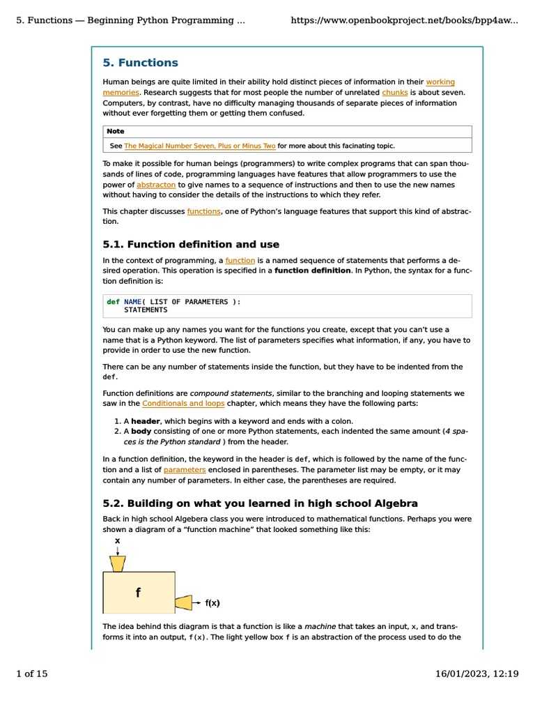 Functions-5 - BPP Python | PDF | Parameter (Computer Programming) | Subroutine