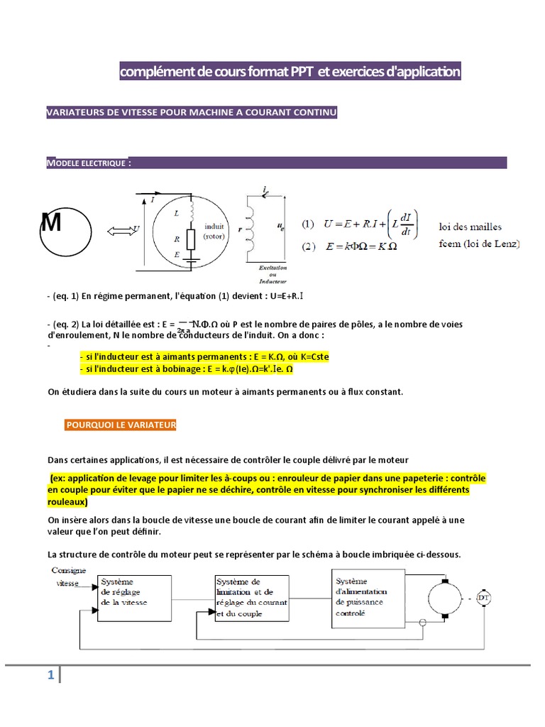 Cours moteurCC | PDF | Puissance (physique) | Électrotechnique