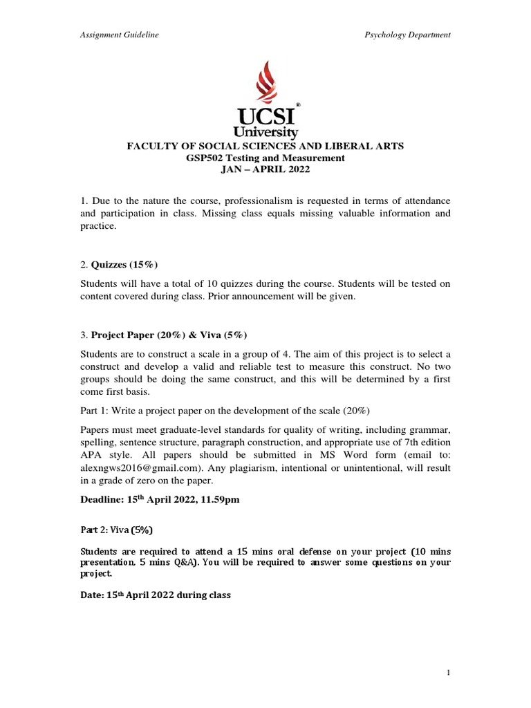 Assignment Guidlines Jan To April 2022 | PDF | Apa Style | Psychology