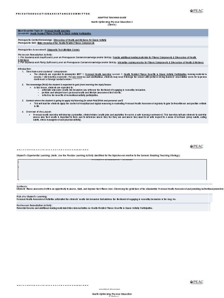 HOPE 3 Adaptive Teaching Guide | PDF | Learning | Physical Fitness