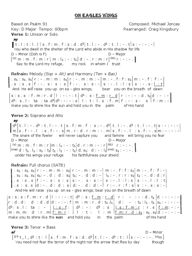 On Eagles Wings | PDF | Refrain | Choral Compositions