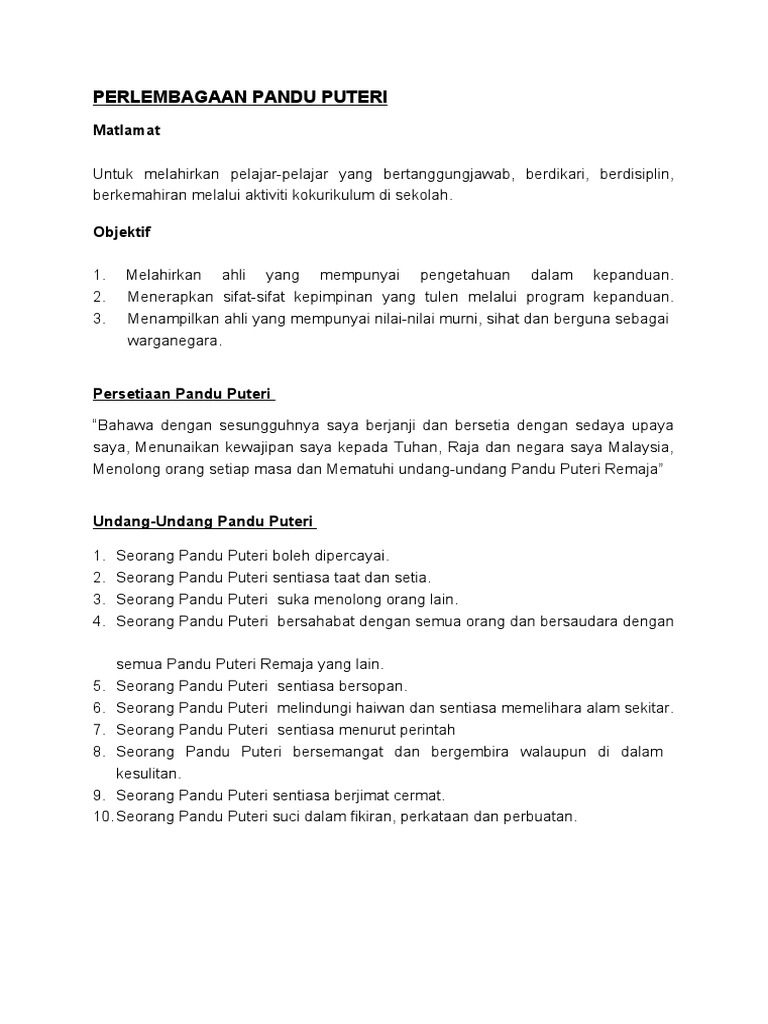 Perlembagaan Pandu Puteri | PDF