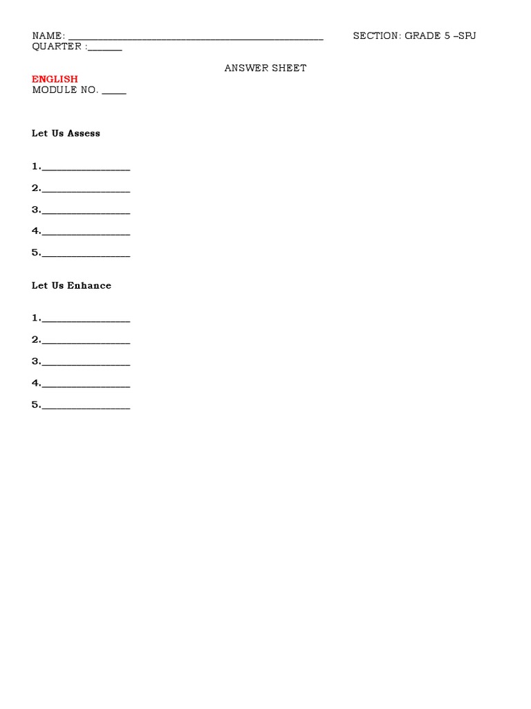 Answer Sheet Module 2 | PDF