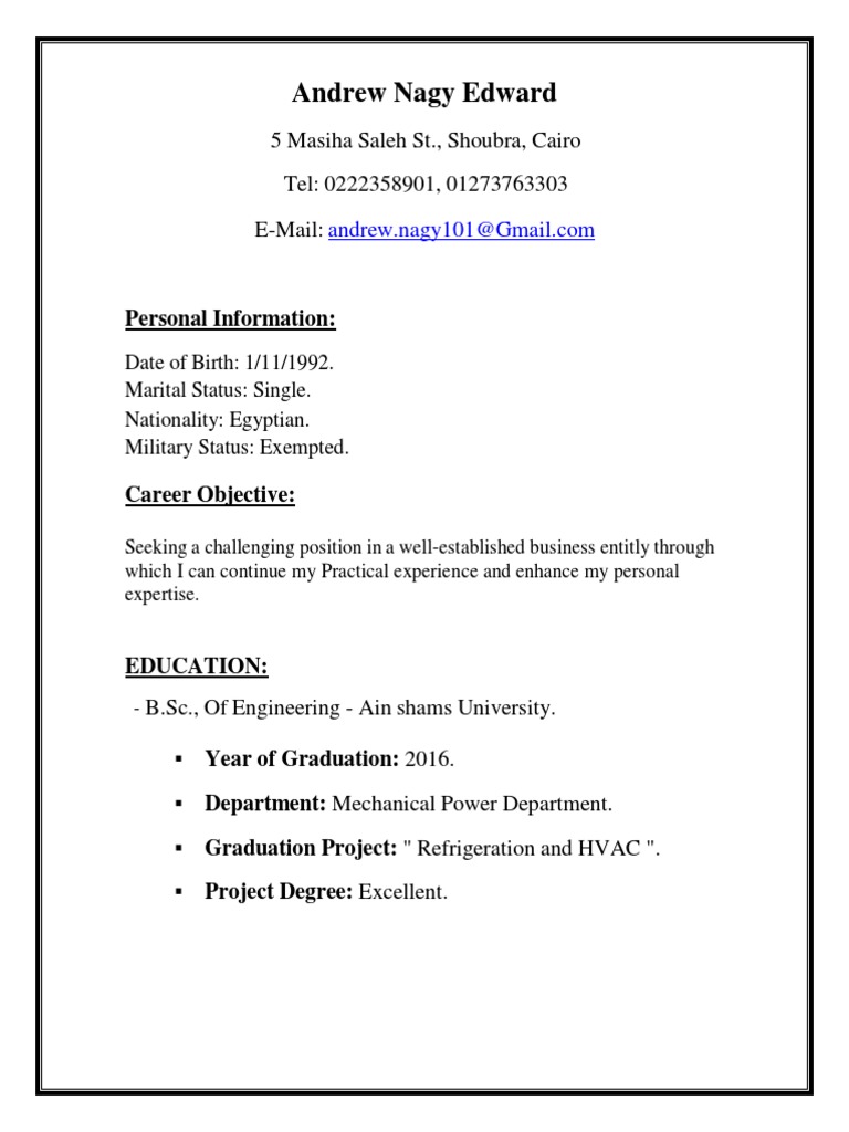 Andrew Nagy - Mechanical Engineer | PDF