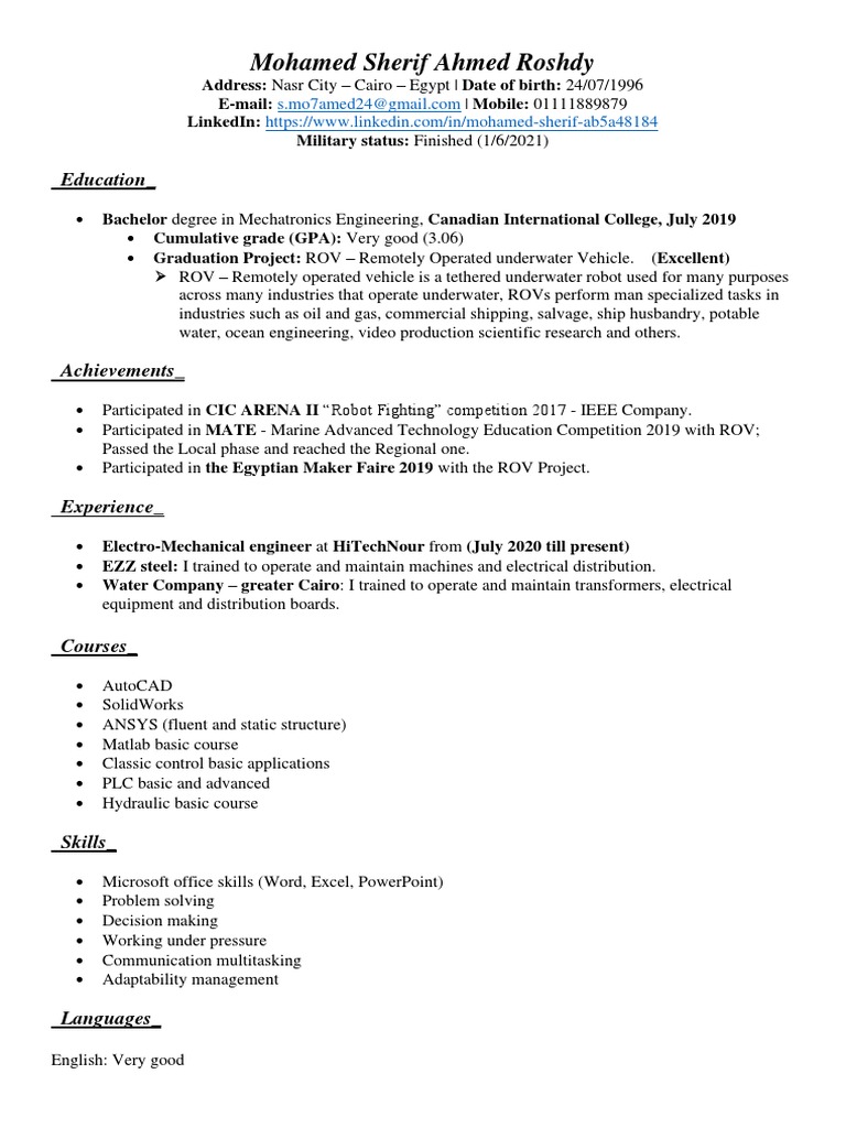 Sherif's CV | PDF