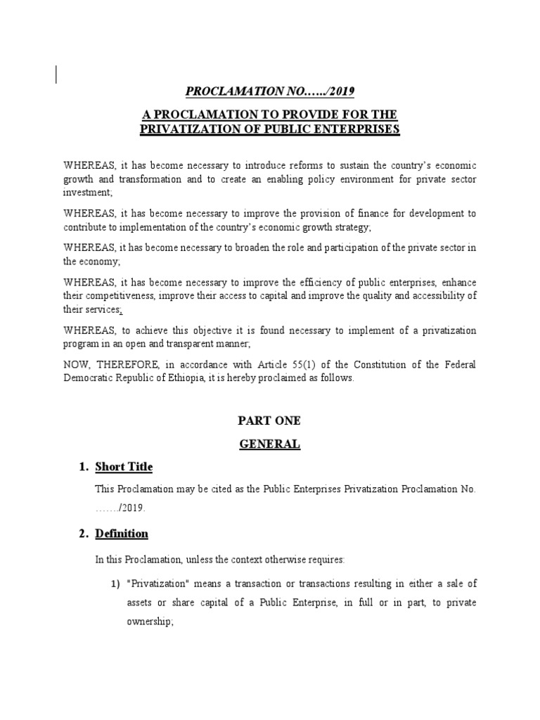 Ethiopia's Public Enterprises Privatization | PDF | Privatization ...
