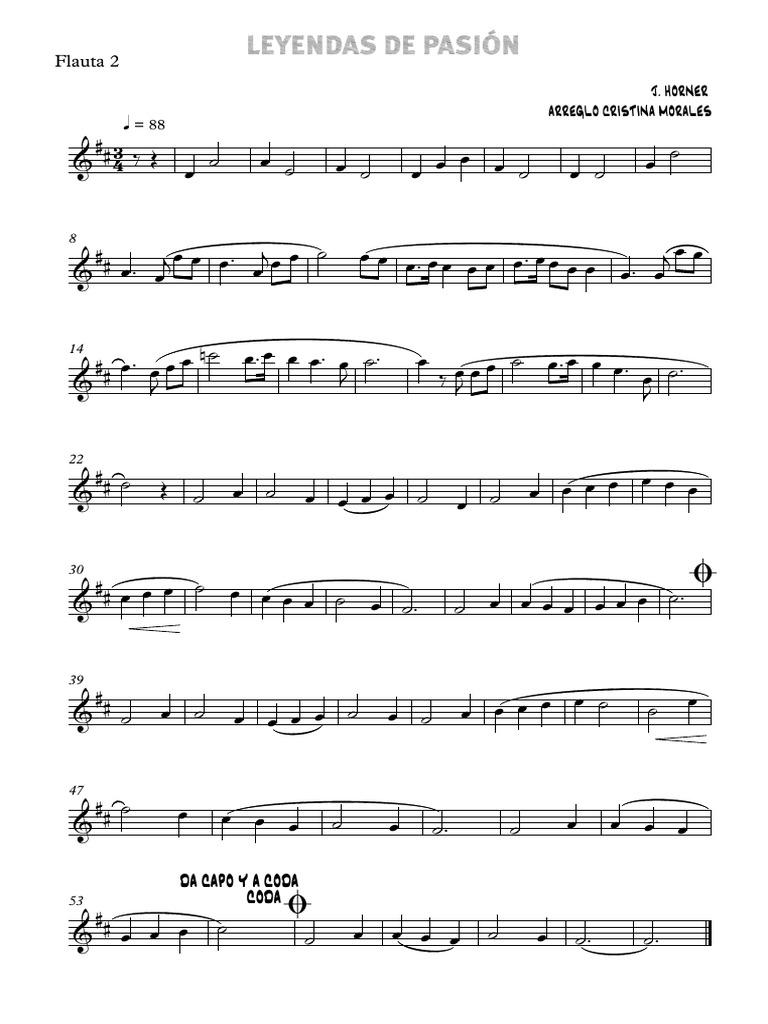 LEYENDAS DE PASIÓN - Flauta 2 | PDF
