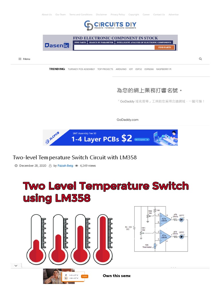 Two-Level Temperature Switch Circuit With LM358 | PDF | Electronic Circuits | Electronics