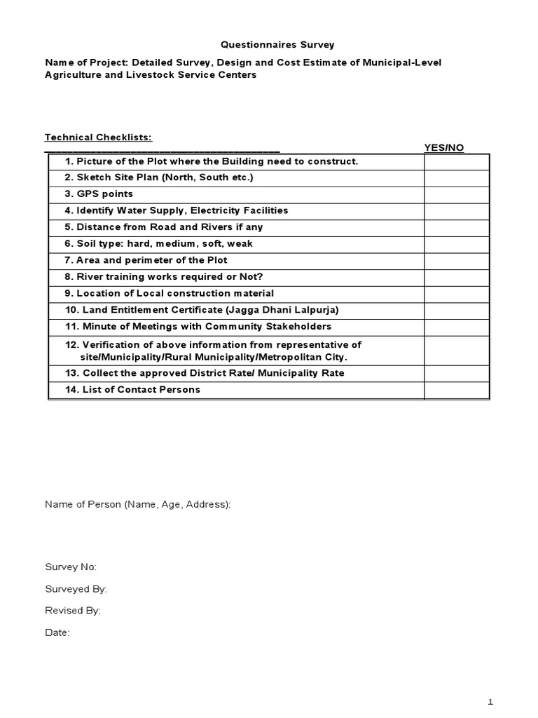 Annex 3 Checklist For Data Collection | PDF