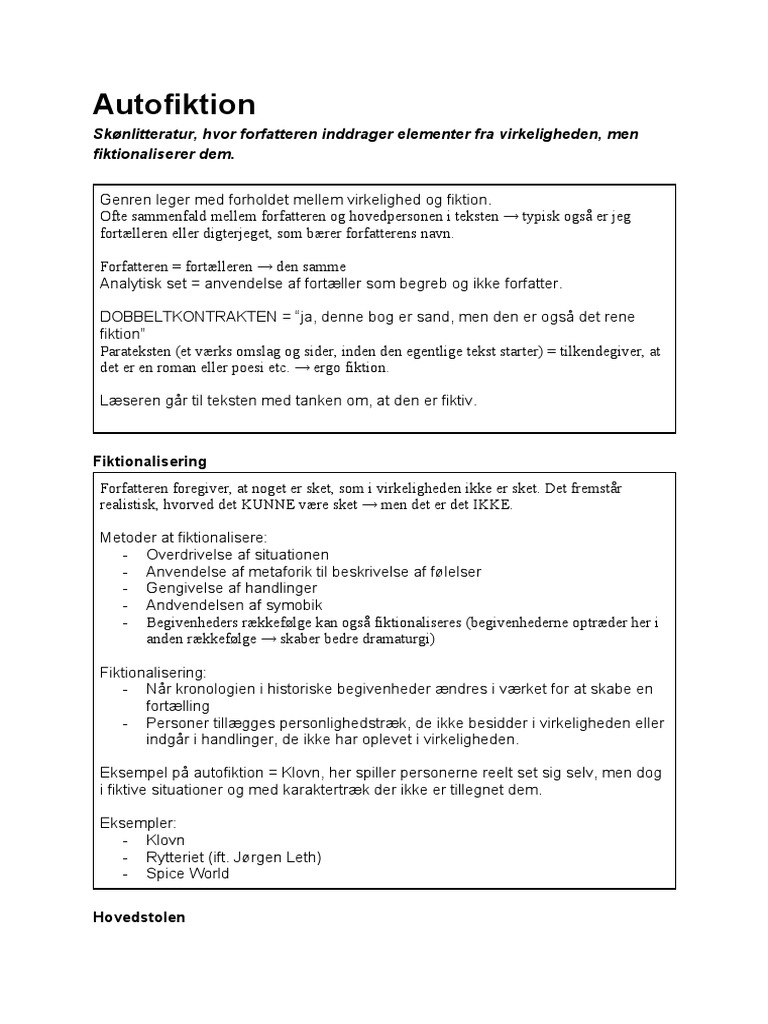 Autofiktion - Begrebsdefinition | PDF