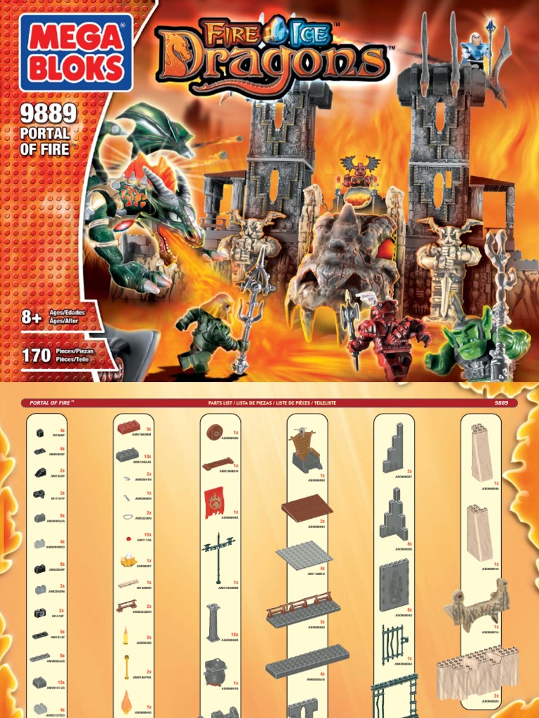 Mega Bloks - Dragons Fire N Ice - 9889 - Portal of Fire | PDF