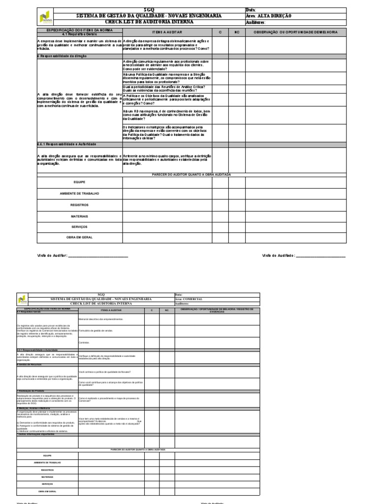Check List-Auditoria Interna - Escritorio | PDF | Qualidade (negócios ... Check List-Auditoria Interna - Escritorio | PDF | Qualidade (negócios ...