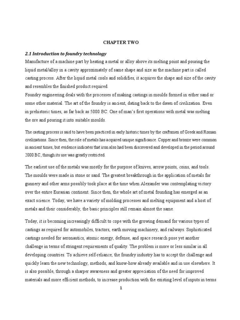 Foundry Technology Introduction | PDF | Casting (Metalworking) | Foundry