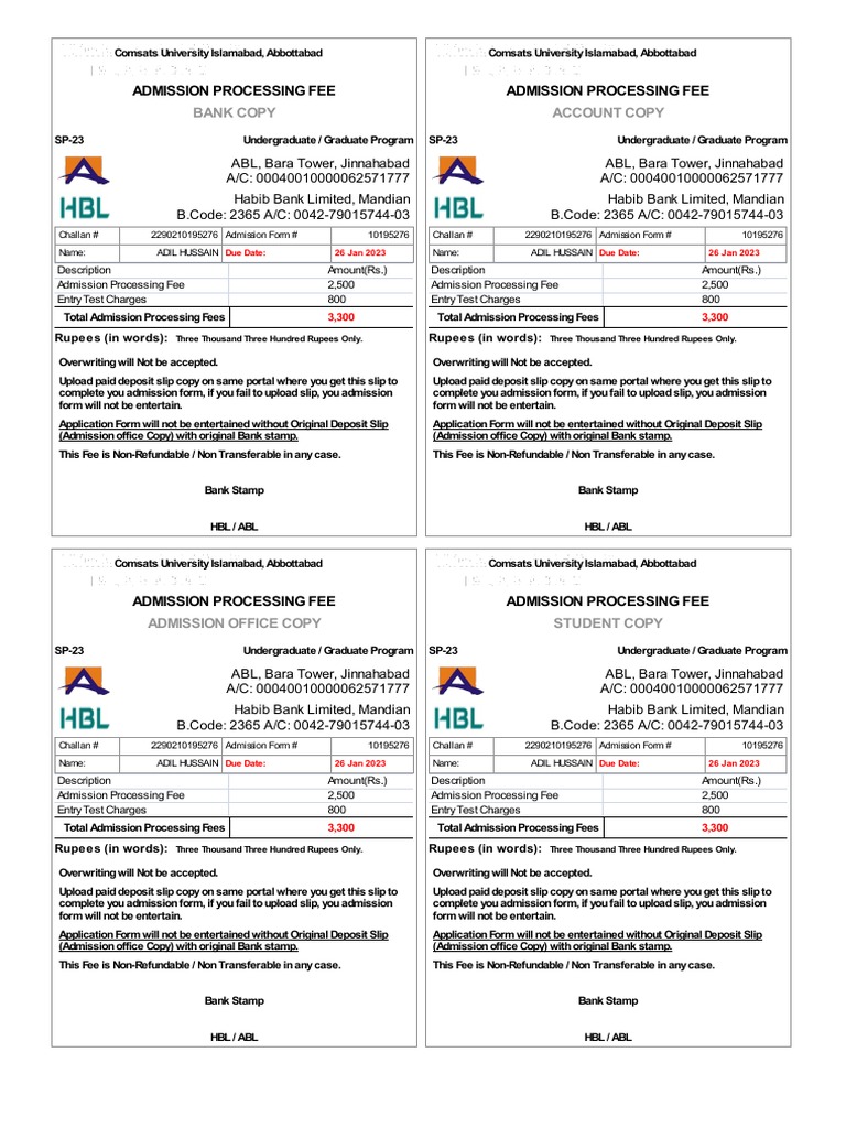 Fee Challan | PDF | Fee | Banks