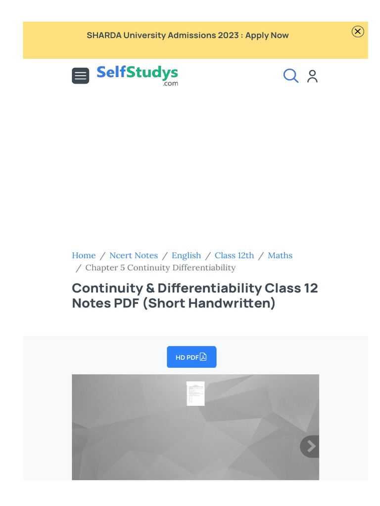 WWW Selfstudys Com Books Ncert Notes English Class 12th Maths Chapter 5 ...
