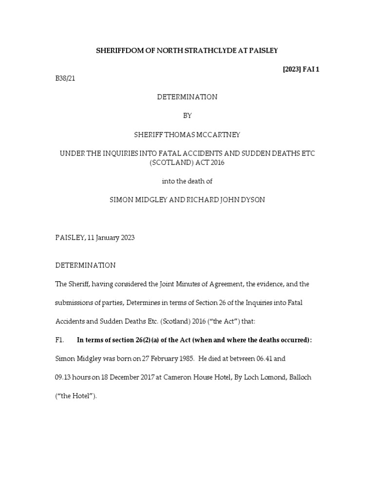 Cameron House Fire Fatal Accident Inquiry | Download Free PDF ...