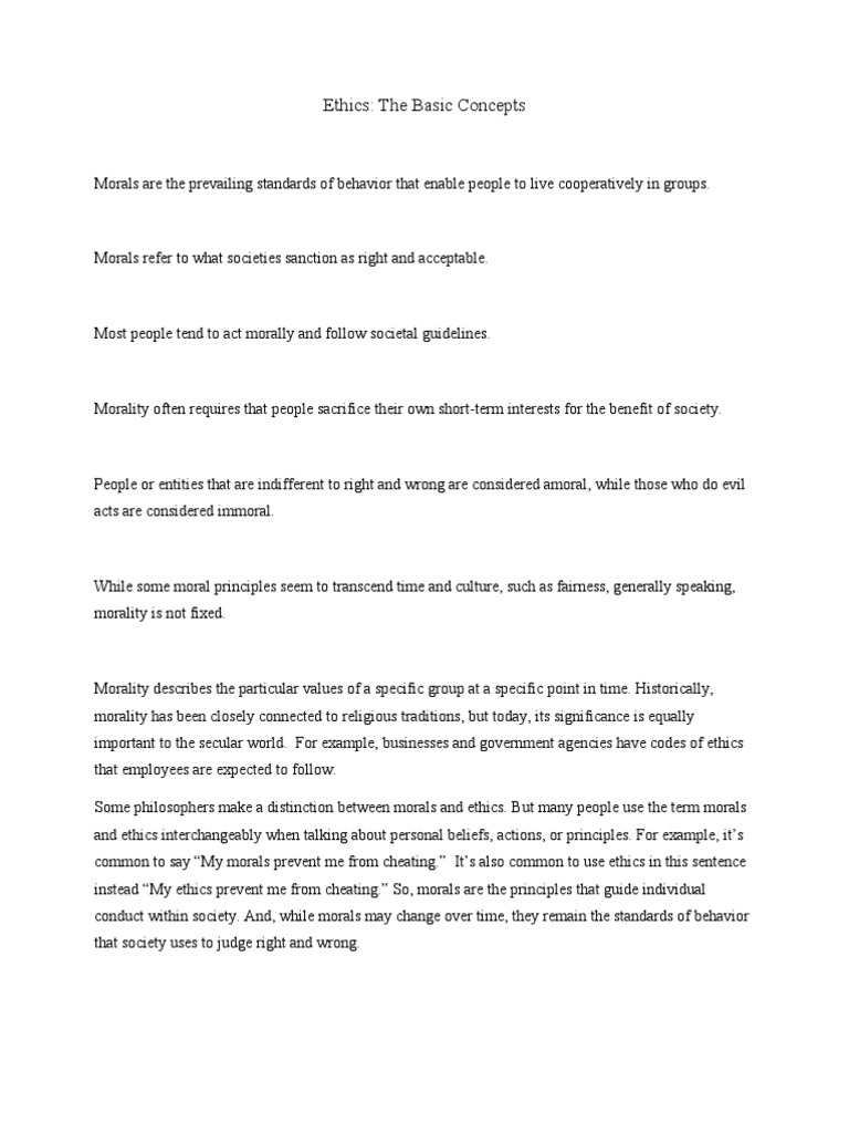 Basic Concepts Of Ethics 091722 Pdf Morality Applied Ethics