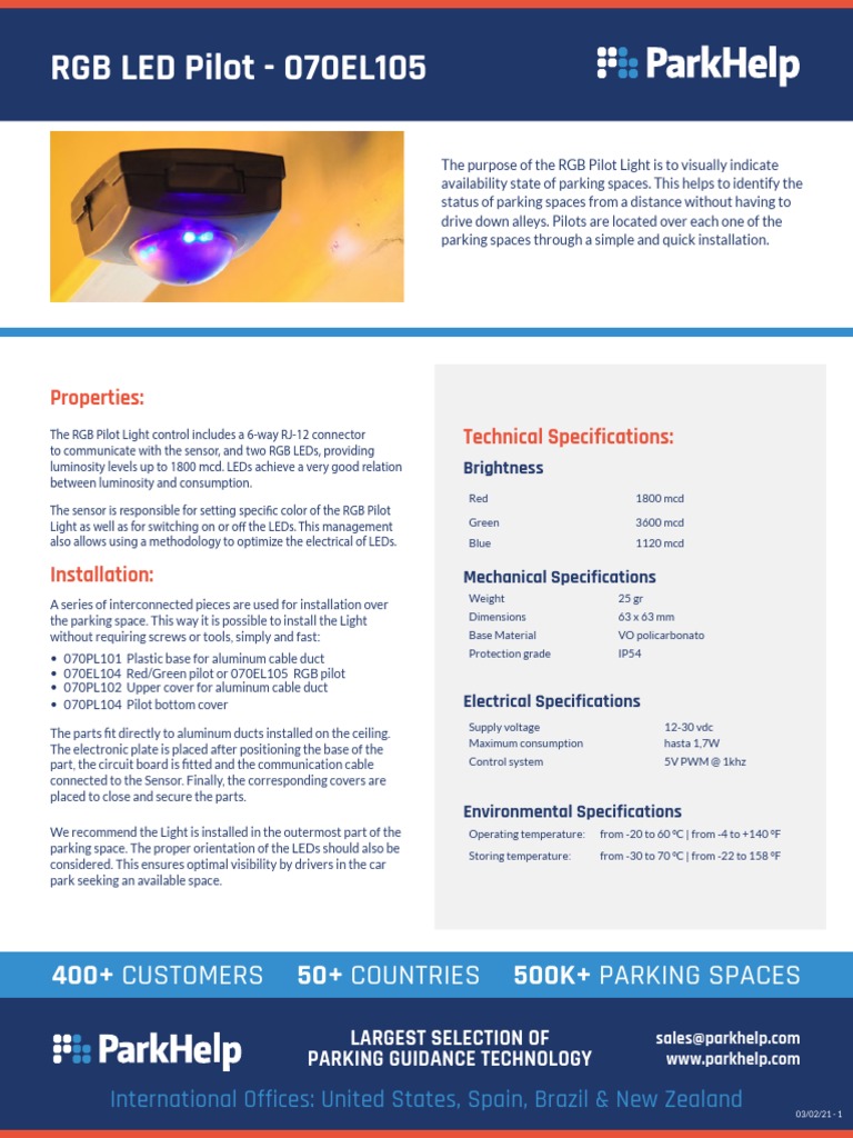EN - RGB Pilot - Ultrasonic Spec Sheet | PDF | Light Emitting Diode ...