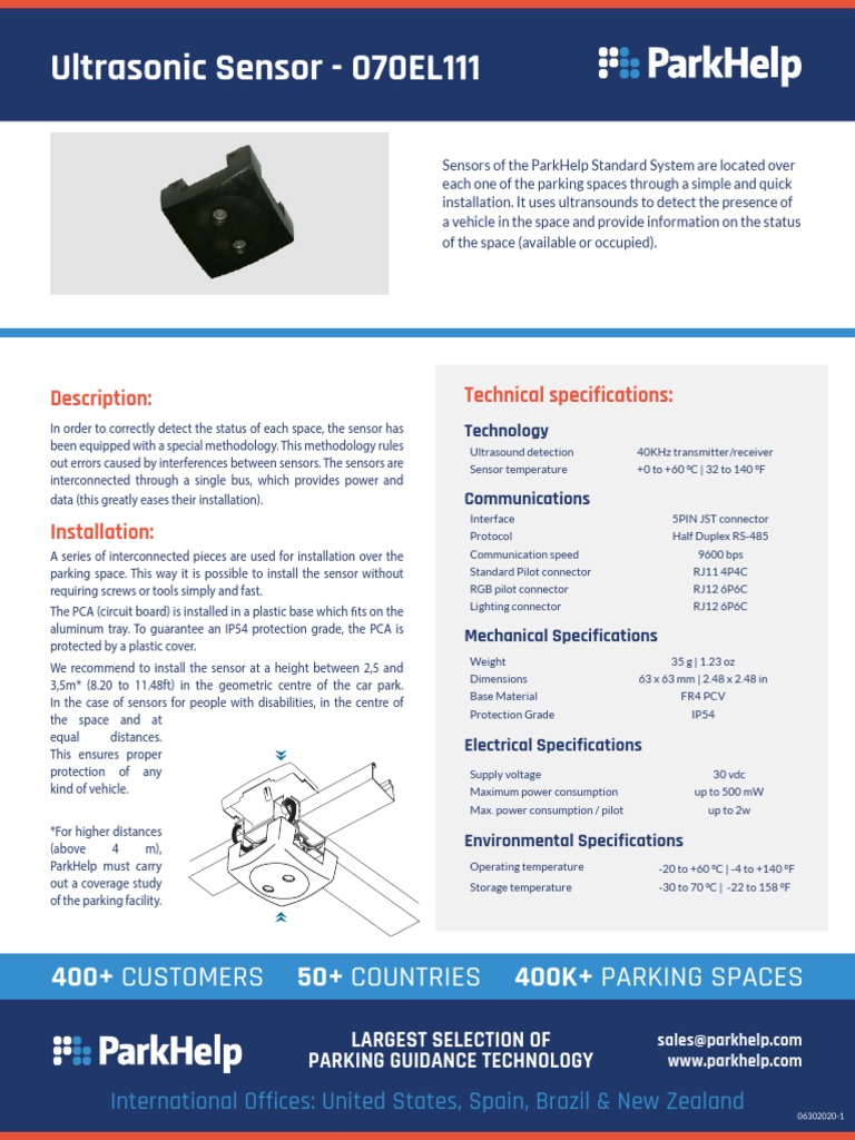 EN - Ultrasonic Sensor Spec Sheet | PDF | Ultrasound | Electrical Connector