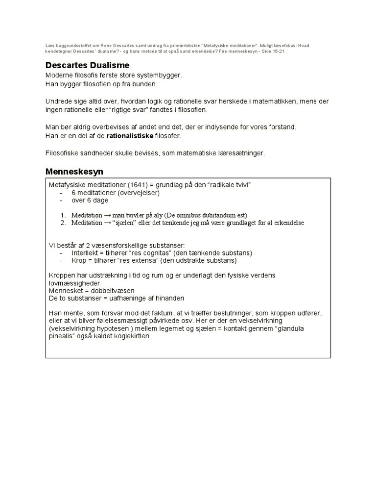 Descartes Dualisme | PDF