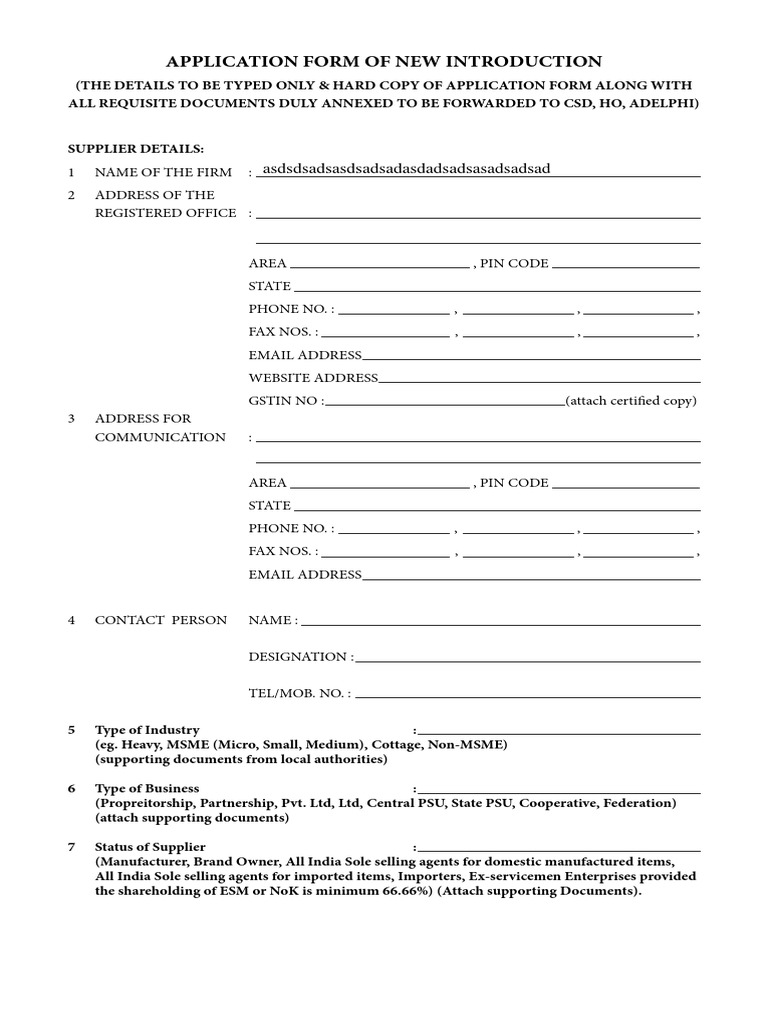 Application Form of New Introduction of Items in CSD | PDF | Whisky | Scotch Whisky