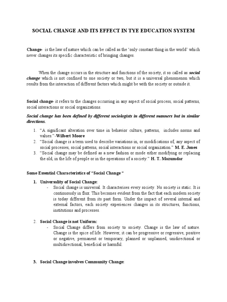 Impact of Social Change on Education | PDF | Society | Learning