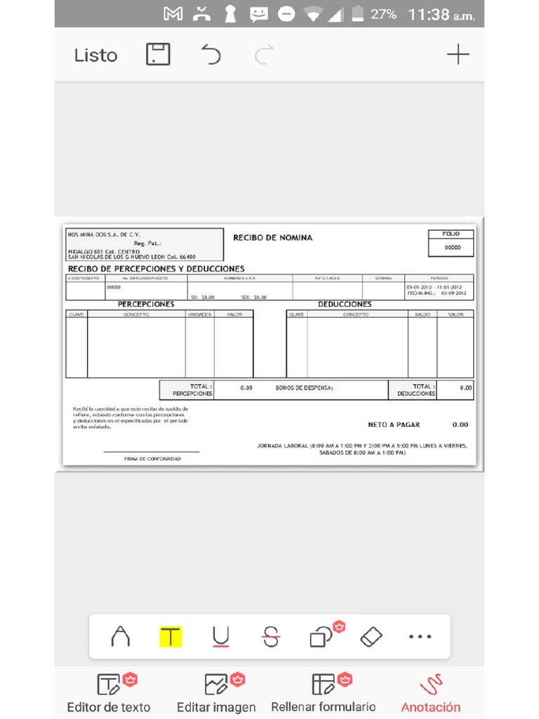 Recibo De Nomina Pdf