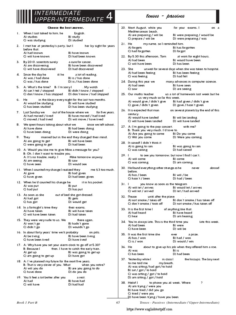 b4 Tenses Passives Intermediate Upper Intermediate 1 | PDF | Radio
