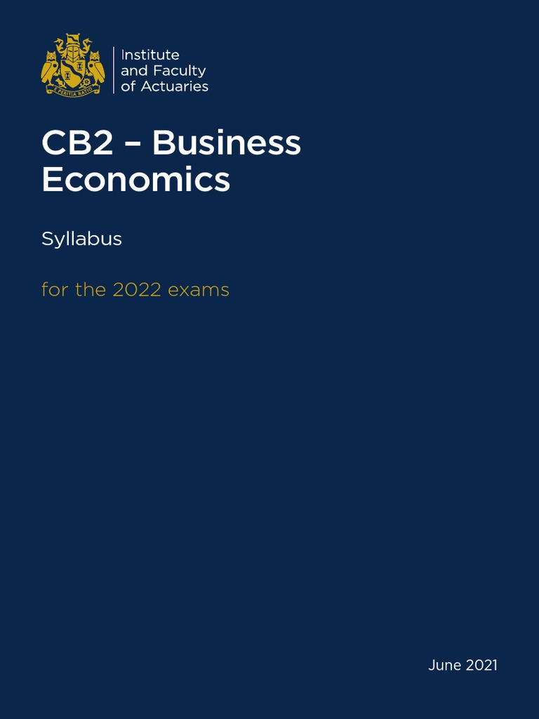 CB2 Syllabus 2022 | PDF | Profit (Economics) | Inflation