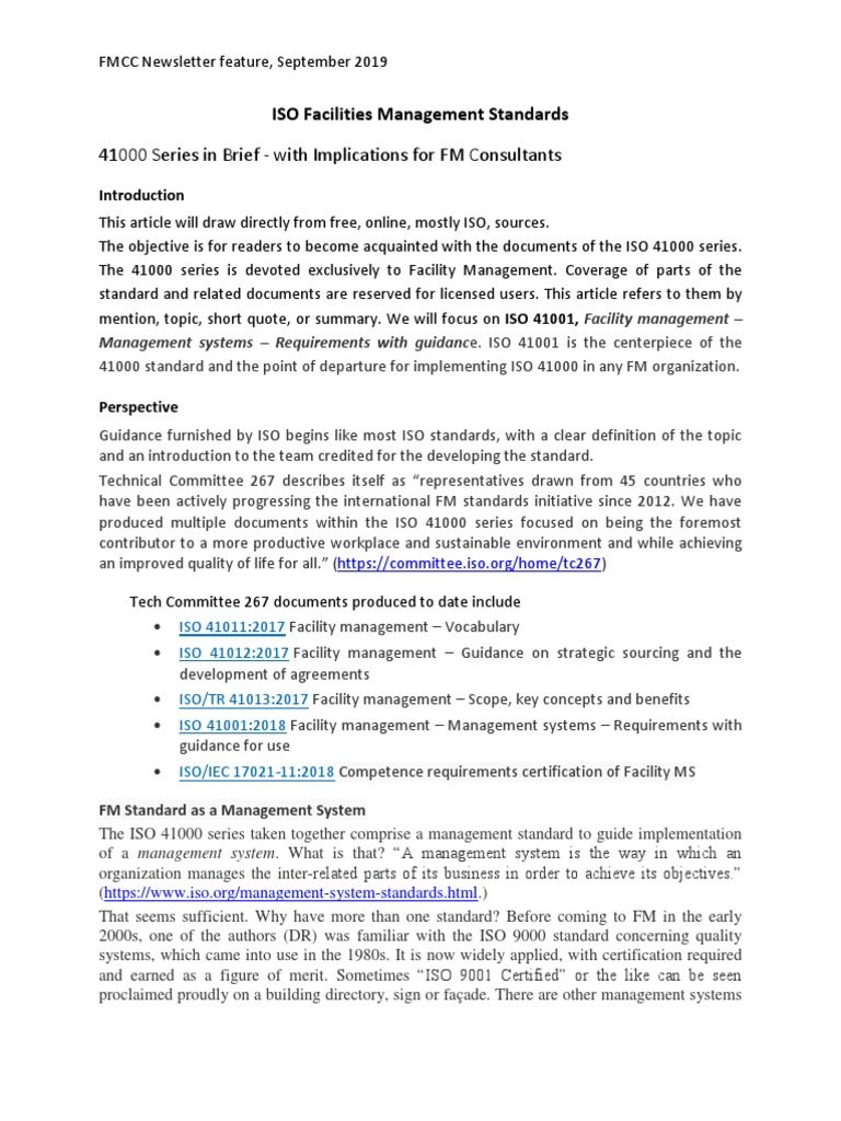 ISO Facilities Management Standards Final | PDF | Iso 9000 | International Organization For ...