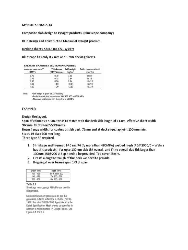 MY NOTES On Composite Design Steel | PDF