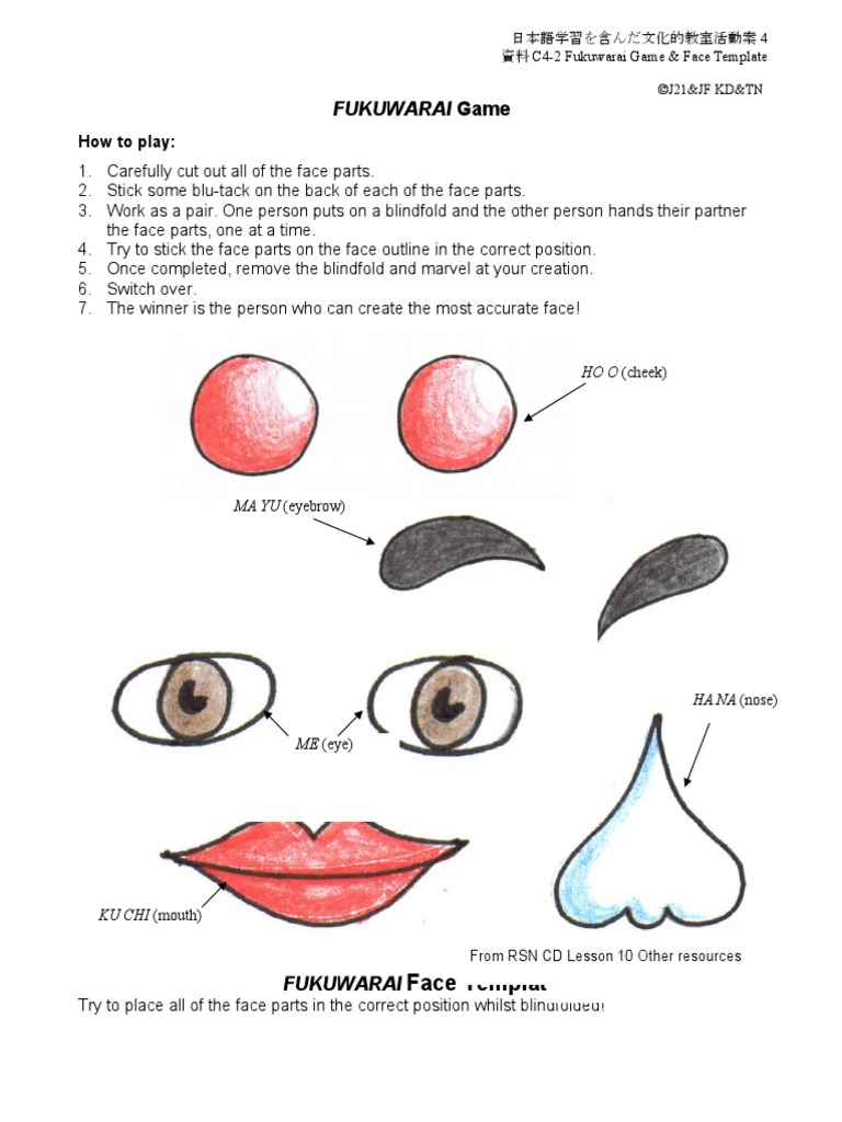 Fukuwarai Game & Face Template | PDF