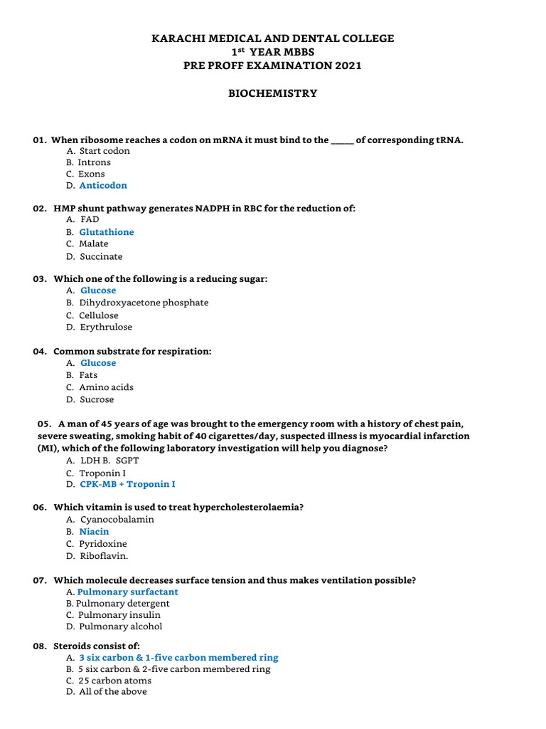 Biochem Pre Proff 2021 | PDF | Enzyme | Enzyme Inhibitor