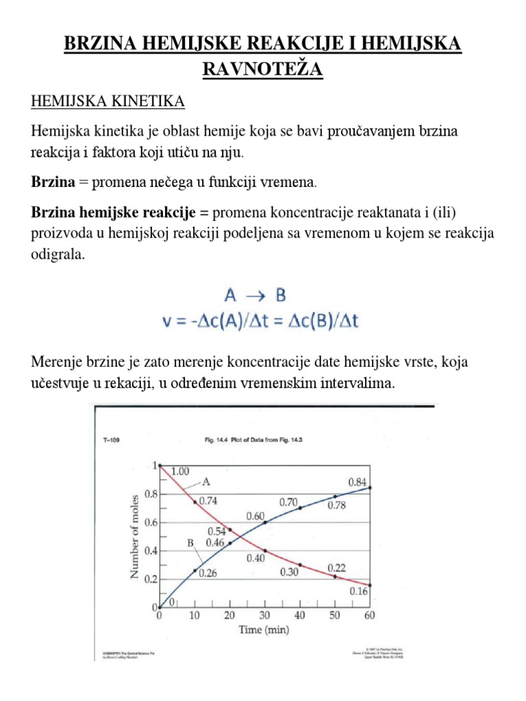 Brzina I Ravnoteža Hemijske Reakcije | PDF