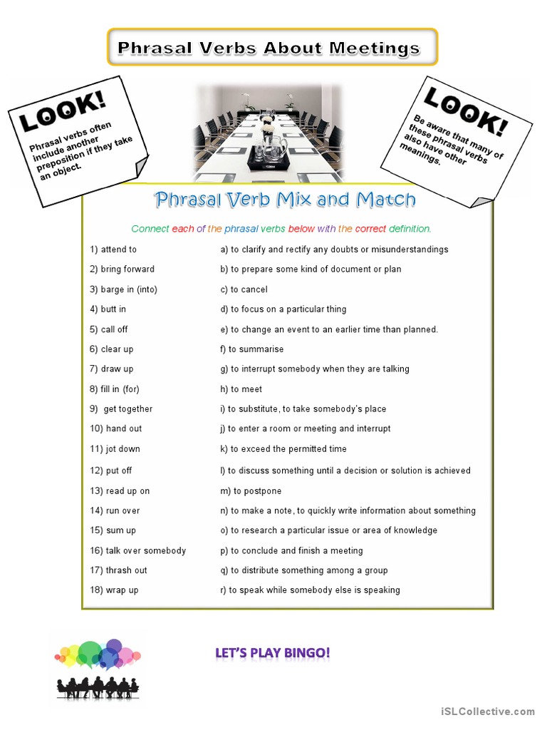 Phrasal Verbs About Meetings | PDF