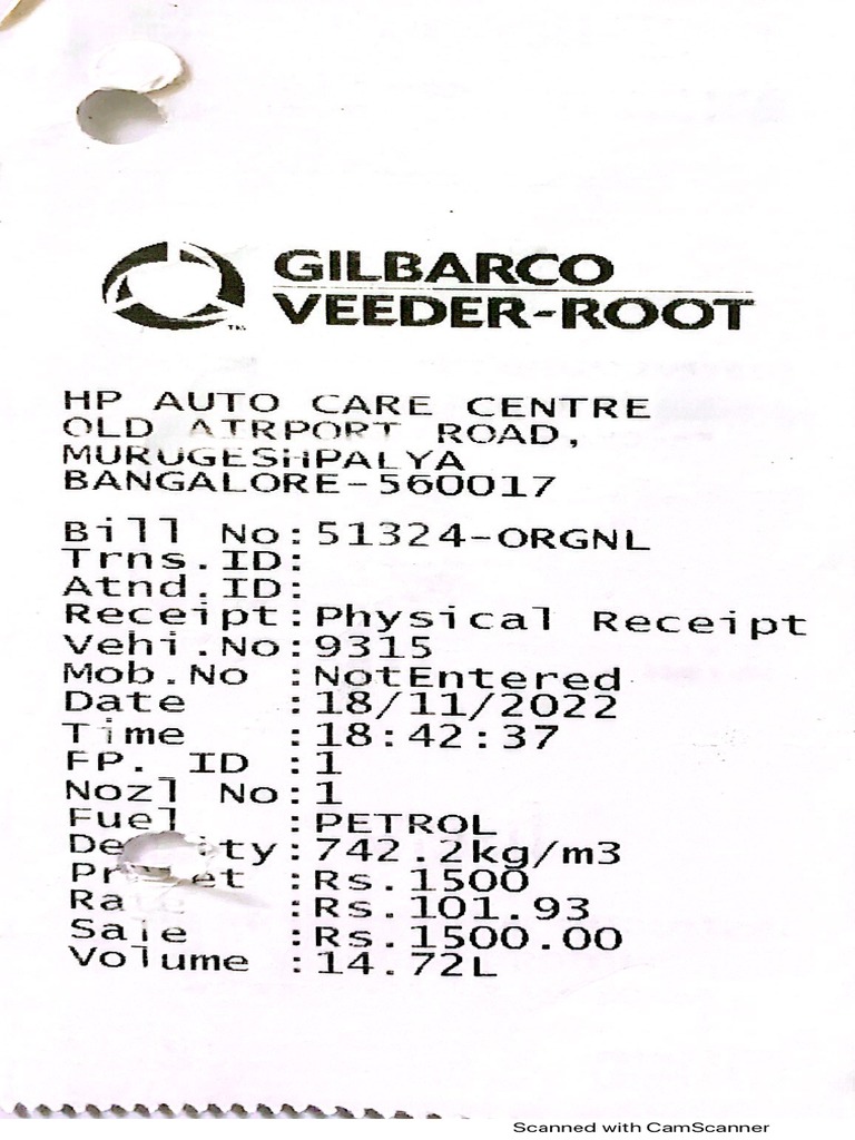 Petrol Bill Format | PDF