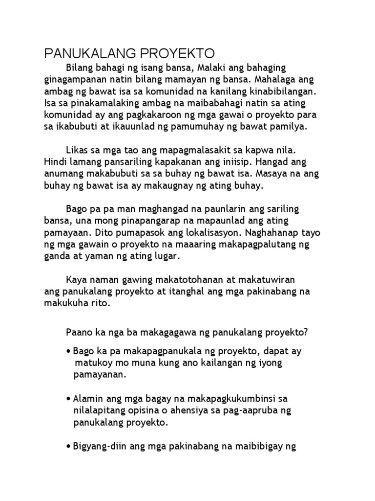 Panukalang Proyekto | PDF