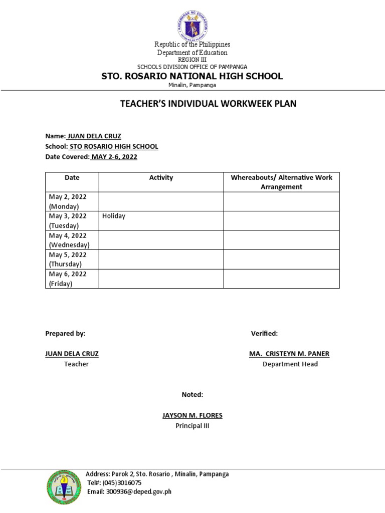 Workweek Plan Template | PDF | Workweek And Weekend | Working Time