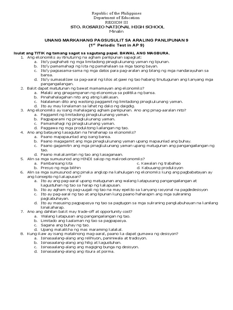 Periodical-Exam Q1 MELC | PDF