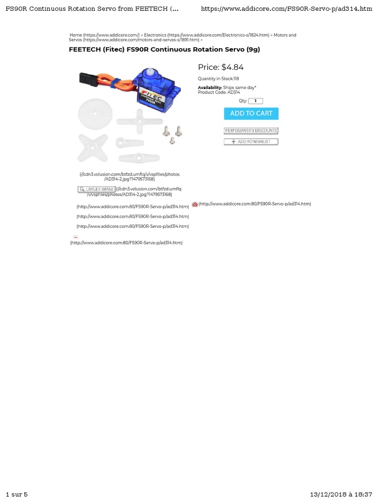 Datasheet FS90R | Download Free PDF | Servomechanism | Manufactured Goods