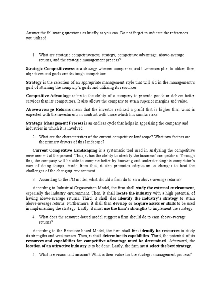 Assignment 1 | PDF | Strategic Management | Competitive Advantage