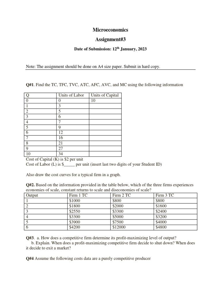 Micro Fall 2022 - Grand Assignment | PDF | Microeconomics | Economies
