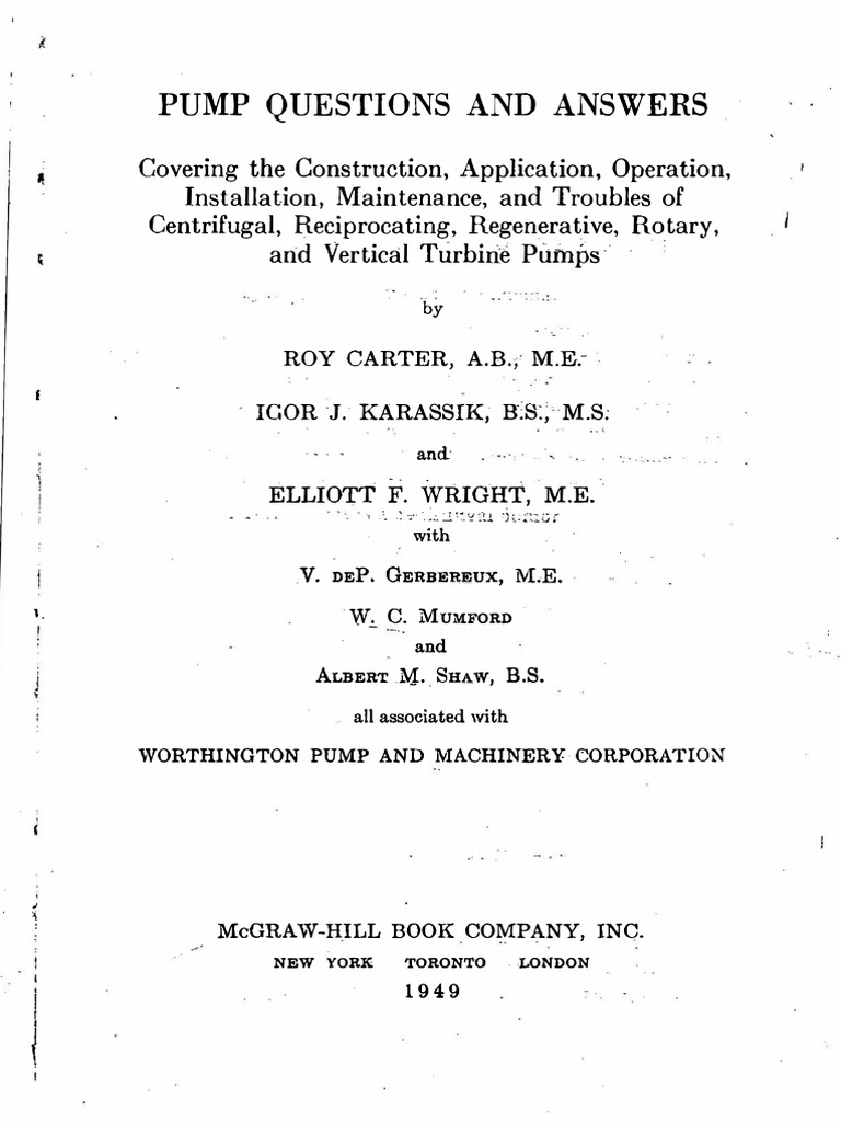 Pump questions and answers | PDF | Pump | Energy Technology