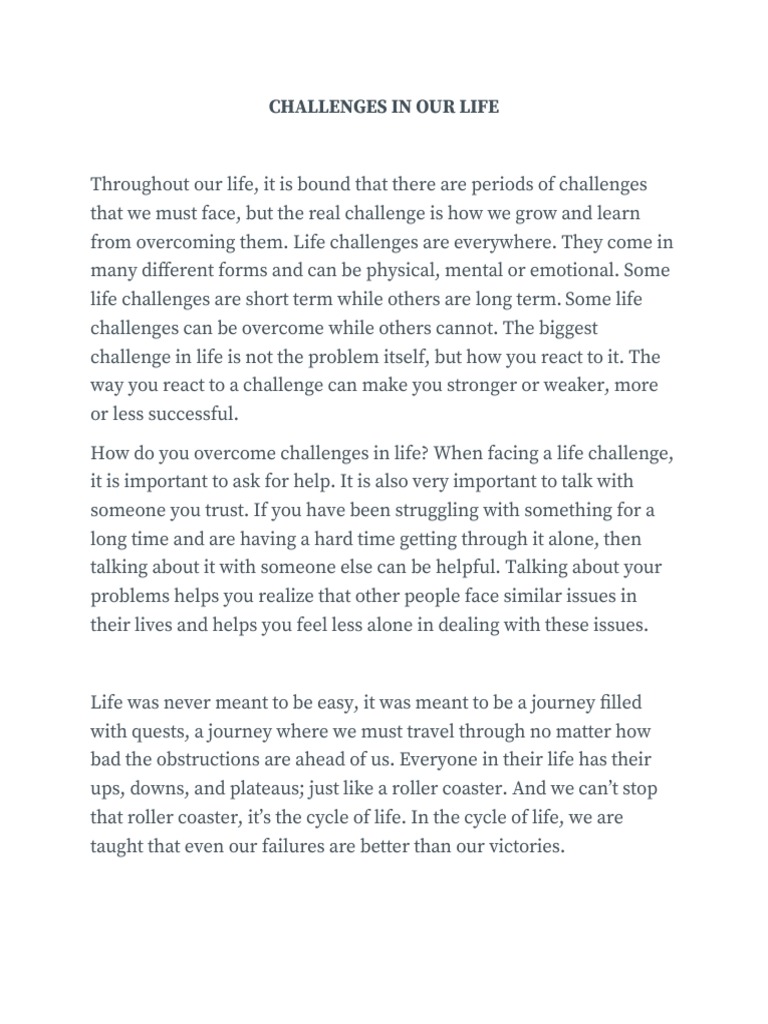 Challenges in Our Life (Reflection No.1) | PDF