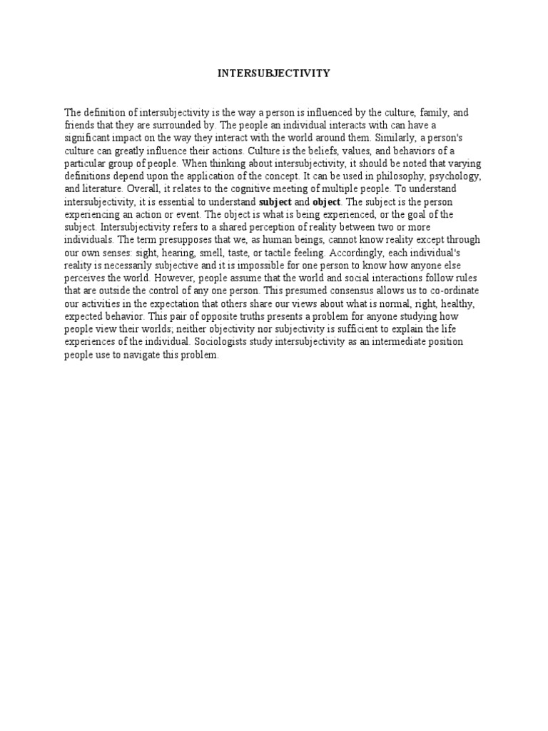 Understanding Intersubjectivity in Culture | PDF | Science & Mathematics