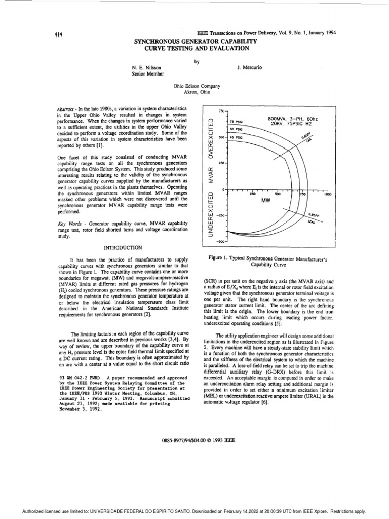 Synchronous Generator Capability Curve Testing And Evaluation Pdf